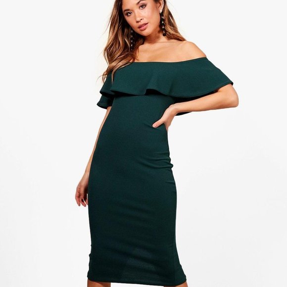 Dresses | Off Shoulder Ruffle Bodycon Dress | Poshmark